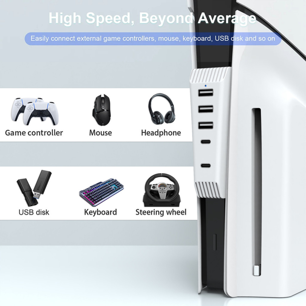 Usb Splitter Hub for Ps5 Slim 5-port Usb Hub for Gaming Setup Ps5 Slim ...