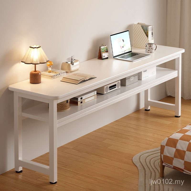 Back Wall Solid Wood Simple Computer Desk Narrow Style Student Desk ...