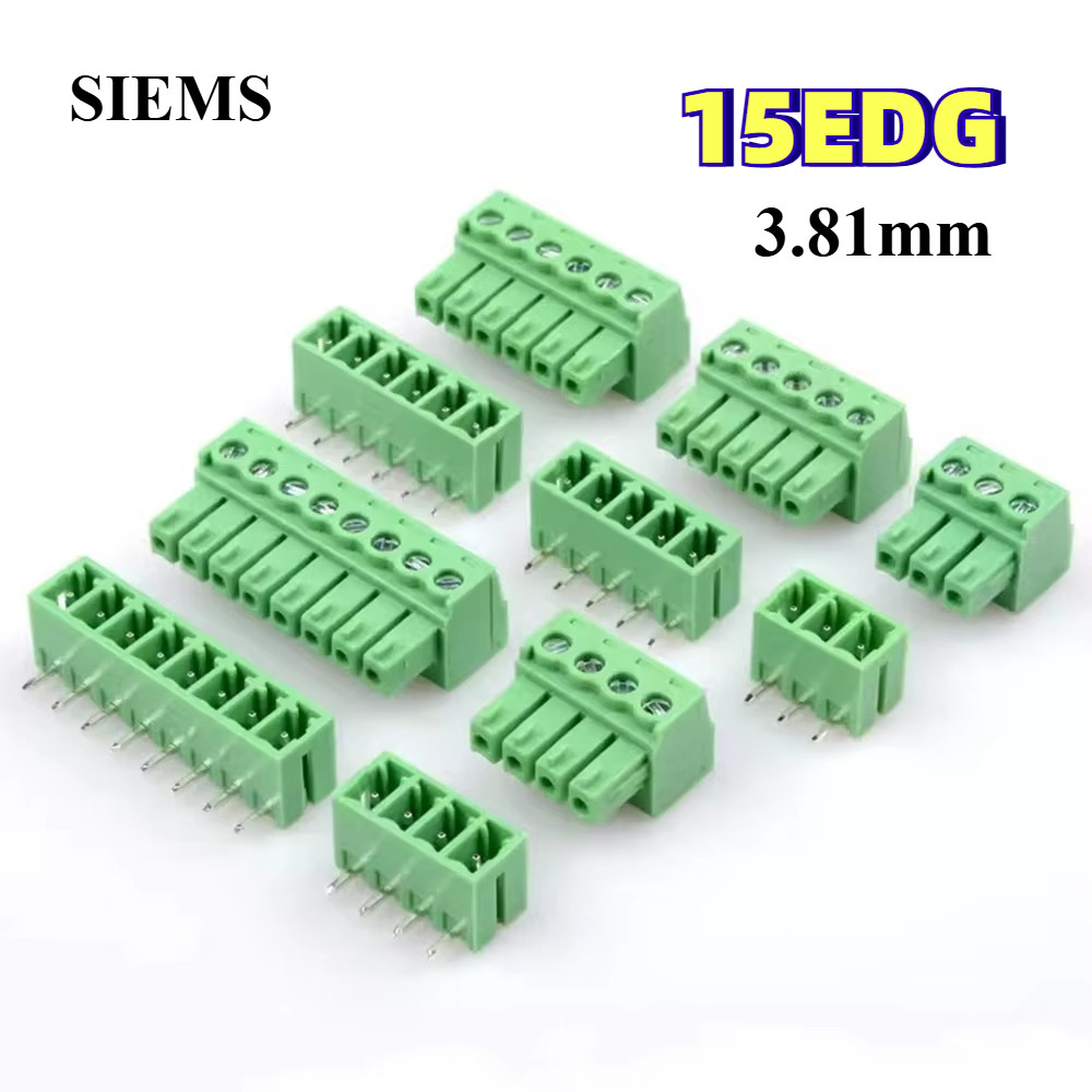 15EDG 3.81MM 15EDGK Straight Curved Needle Terminal Block connector PCB plug-in type Green ...