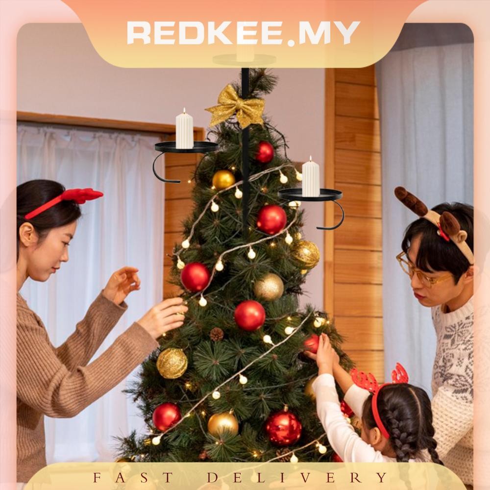 [Redkee.my] Metal Black Triple Tree Topper Christmas Tree Topper Candle ...