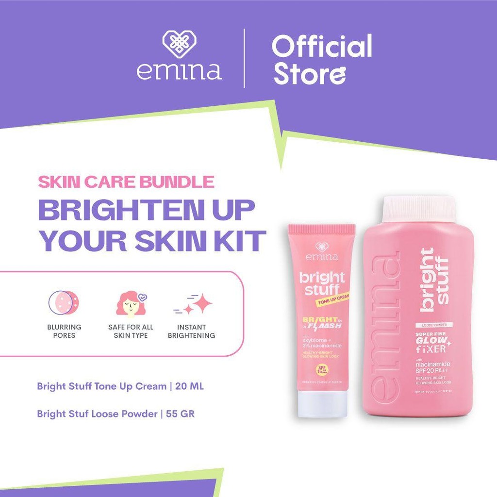 Brighten Up Your Skin Kit - Bright Stuff Loose Powder + Tone Up Cream ...