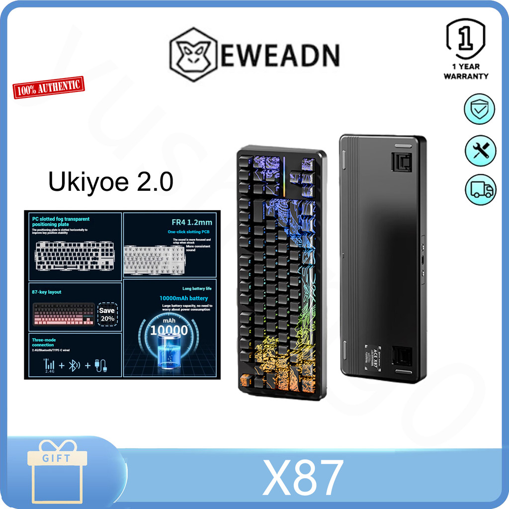 EWEADN X87 Wireless customized Mechanical keyboard Bluetooth three-mode ...