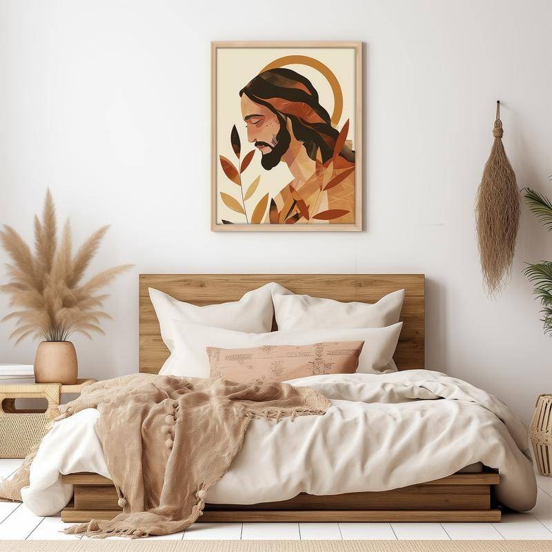 Jesus portrait canvas print, Jesus art, bible art, Jesus print, Boho ...