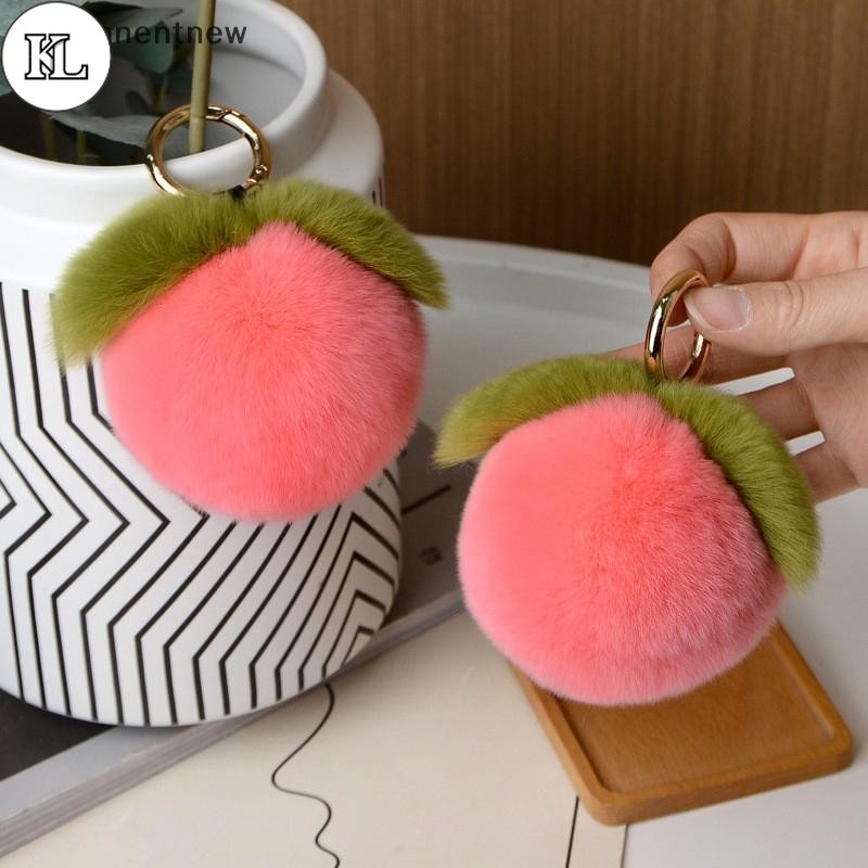 KL Cute Furry Peach Keychain For Car Keys High Quality Fluffy Plush ...