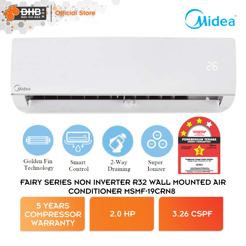 Midea Fairy Series Non Inverter R32 Wall Mounted Air Conditioner 2.0HP ...
