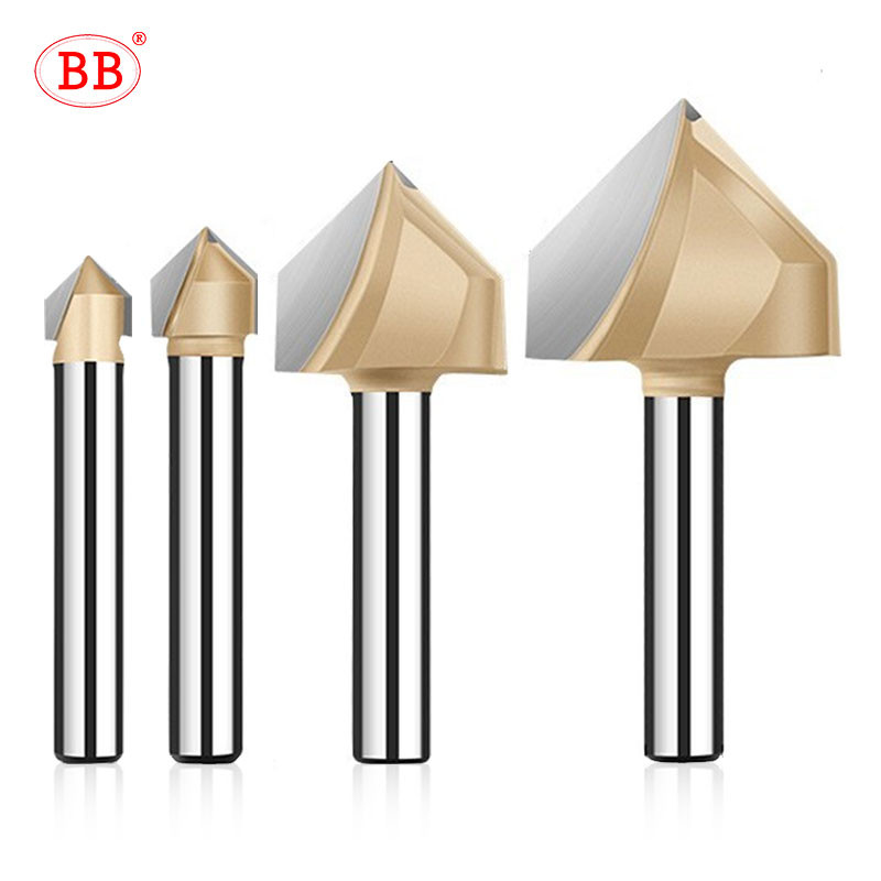 BB V Groove Slot Cutter Woodworking 60 90 120 Degree Chamfer Router Bit ...