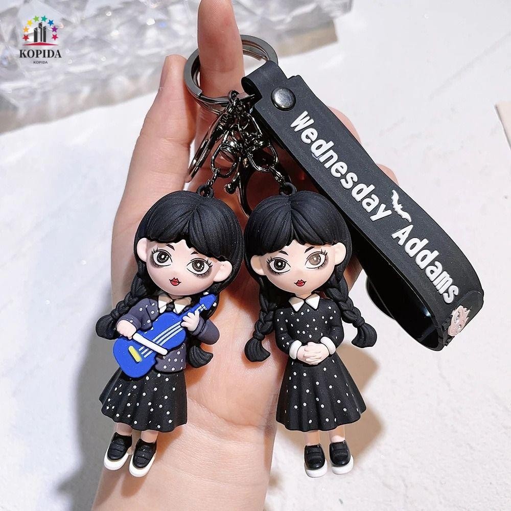 WILLIS Addams Family Keychain, Silicone Action Figure Wednesday Keyring ...