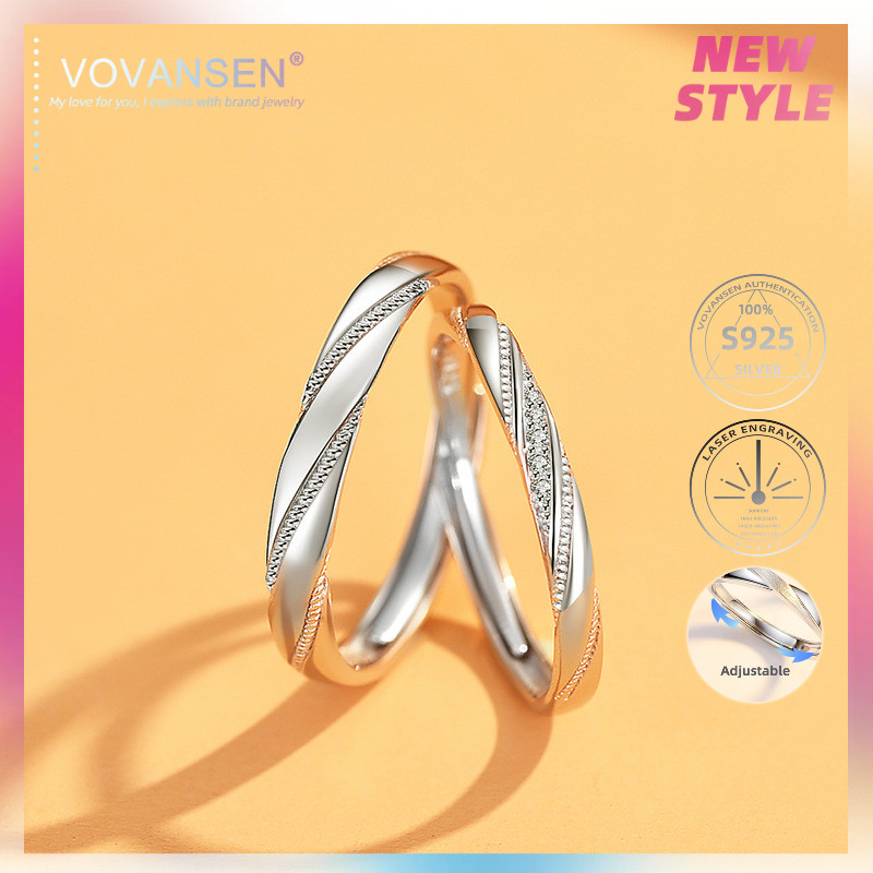2501-40 VOVANSEN 2025 New model 100% s925 silver cincin couple rings diamond custom laser ...