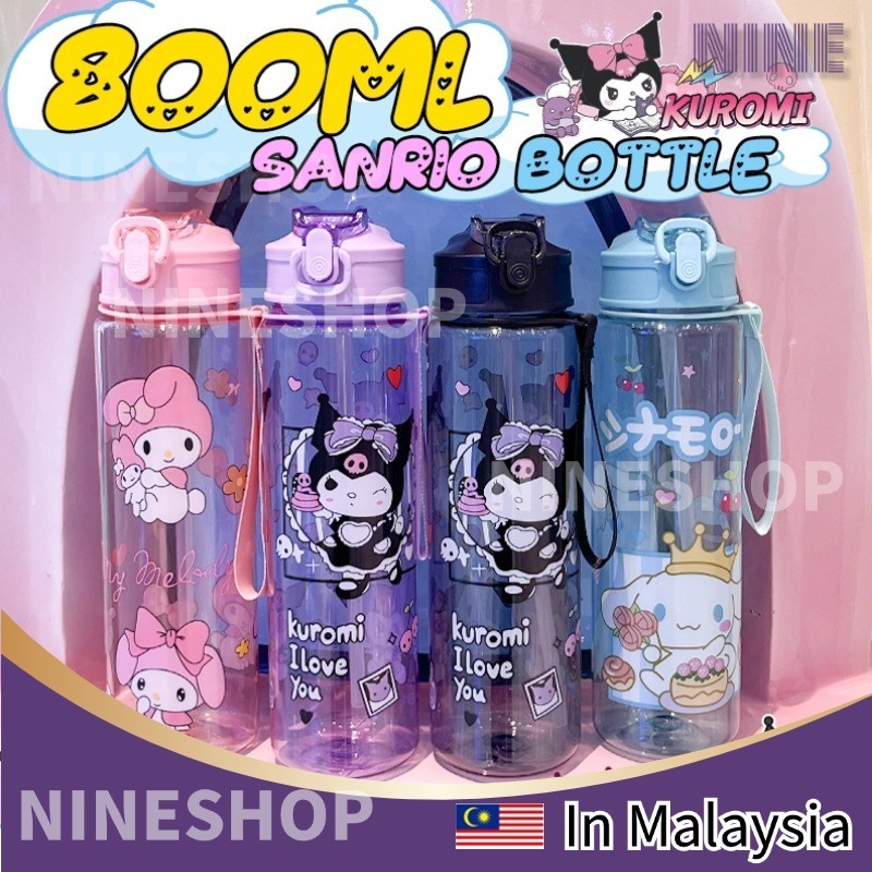 VANOW 800ml Botol Air Kuromi Cinnamoroll Water Bottle Kids Straw Bpa ...