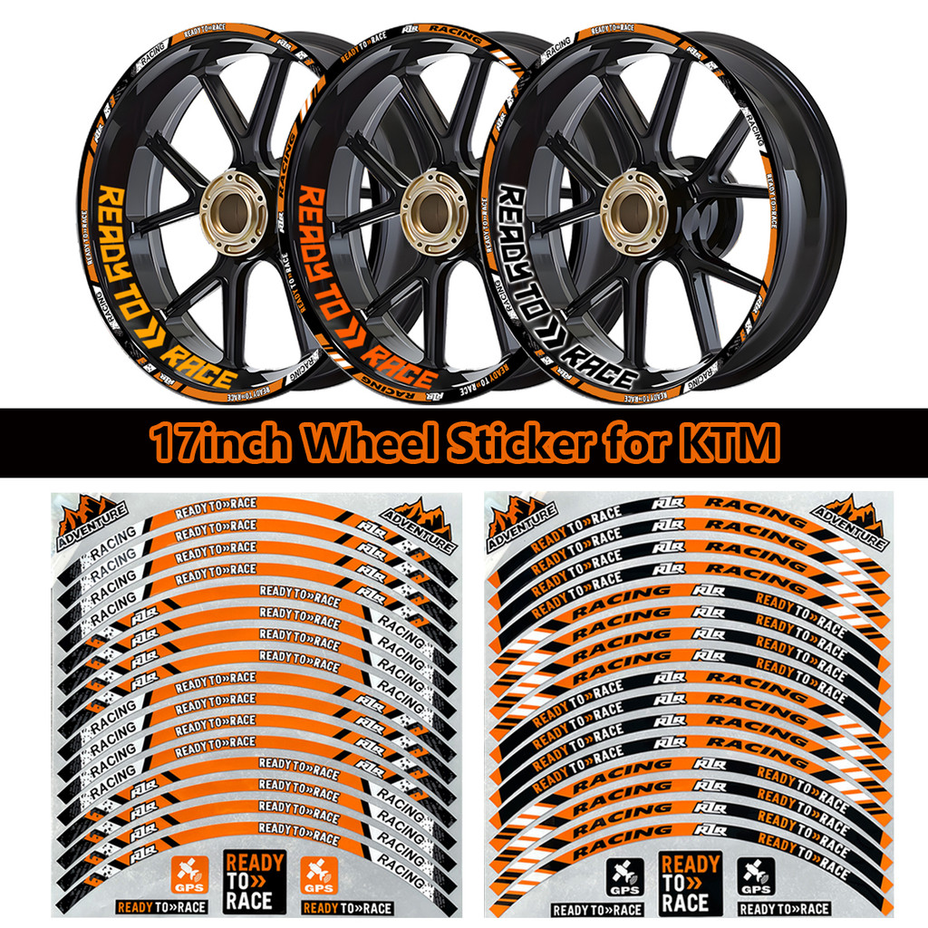 17 inch Motorcycle wheel Sticker Ready to Race Hub Decals Rim Stripe ...