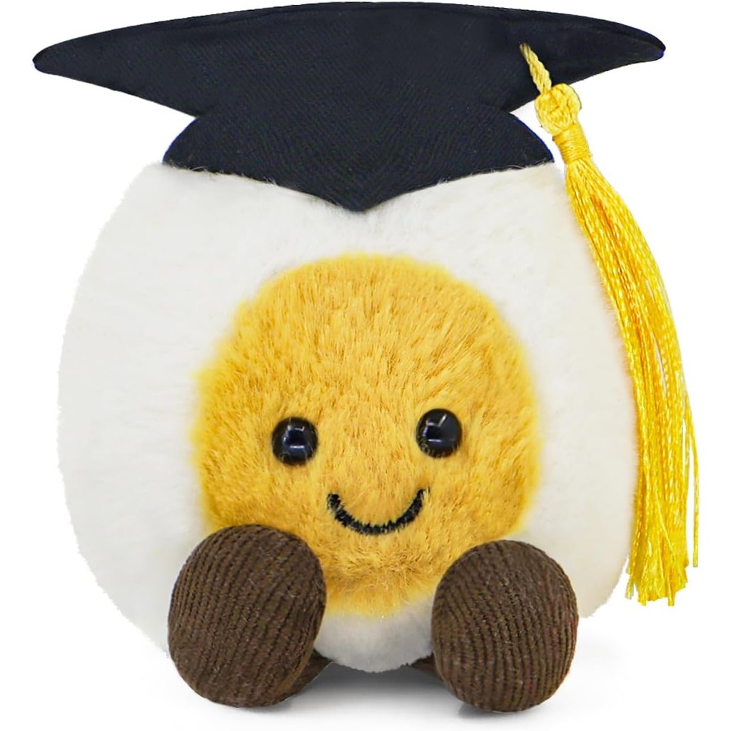 2025 Graduation Cap Boiled Egg Plush Toy - Cute Doctoral Hat Egg Plush ...