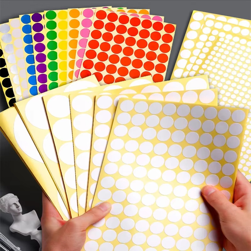 6mm-100mm Self Adhesive Dot Label Stickers 10 Sheets Multi Color and ...