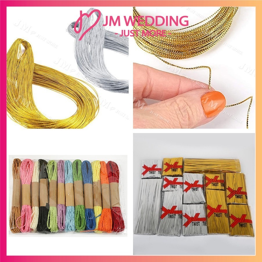 𝐍𝐎𝐍 𝐄𝐋𝐀𝐒𝐓𝐈𝐂 100m Silver Gold Cord Metallic Benang Sulam Emas Tali-Gift ...