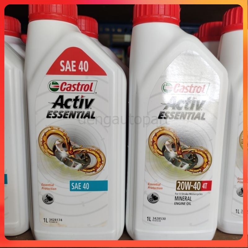 ORIGINAL CASTROL 4T ACTIV/ESSENTIAL OIL FLUIDS SAE 40/20W-40 MINYAK ...