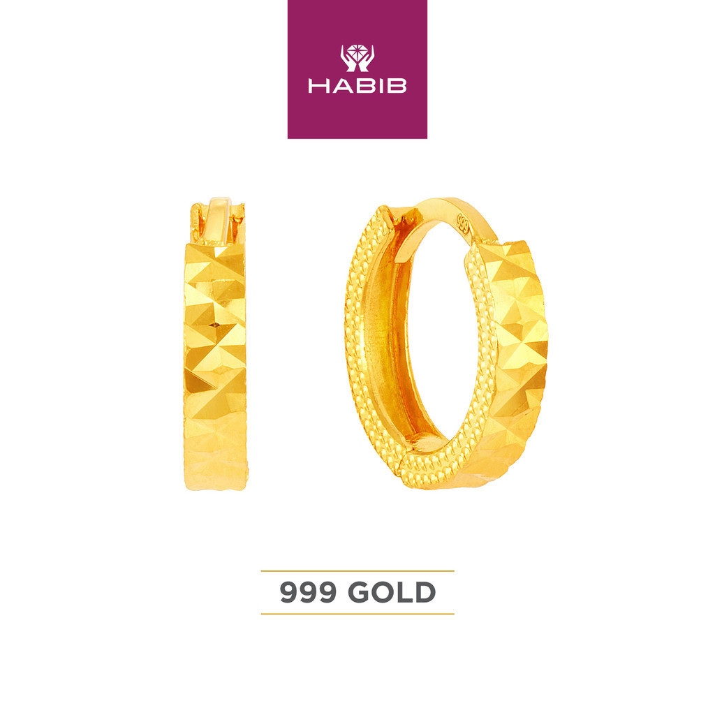 HABIB 999/24K Yellow Gold Earrings 9GE00091124 | Shopee Malaysia