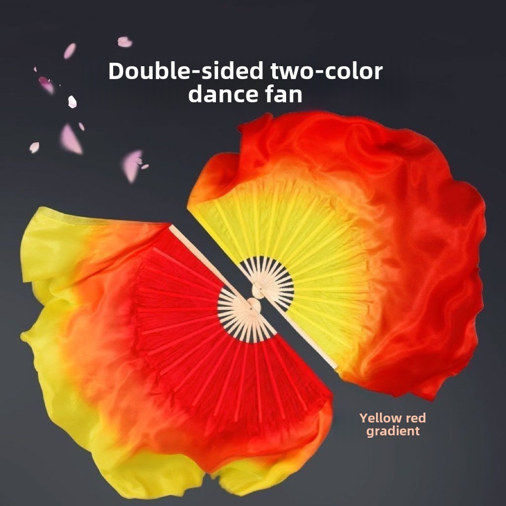 Silk Dance Fan, Chinese Fan, Bamboo Fan, Orange and Yellow Gradient ...