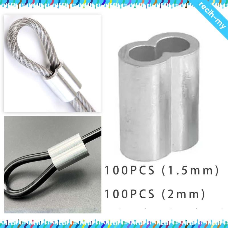 [RecihMY] 100x Wire Rope Aluminum Sleeve Accessories Heavy Duty Cable ...