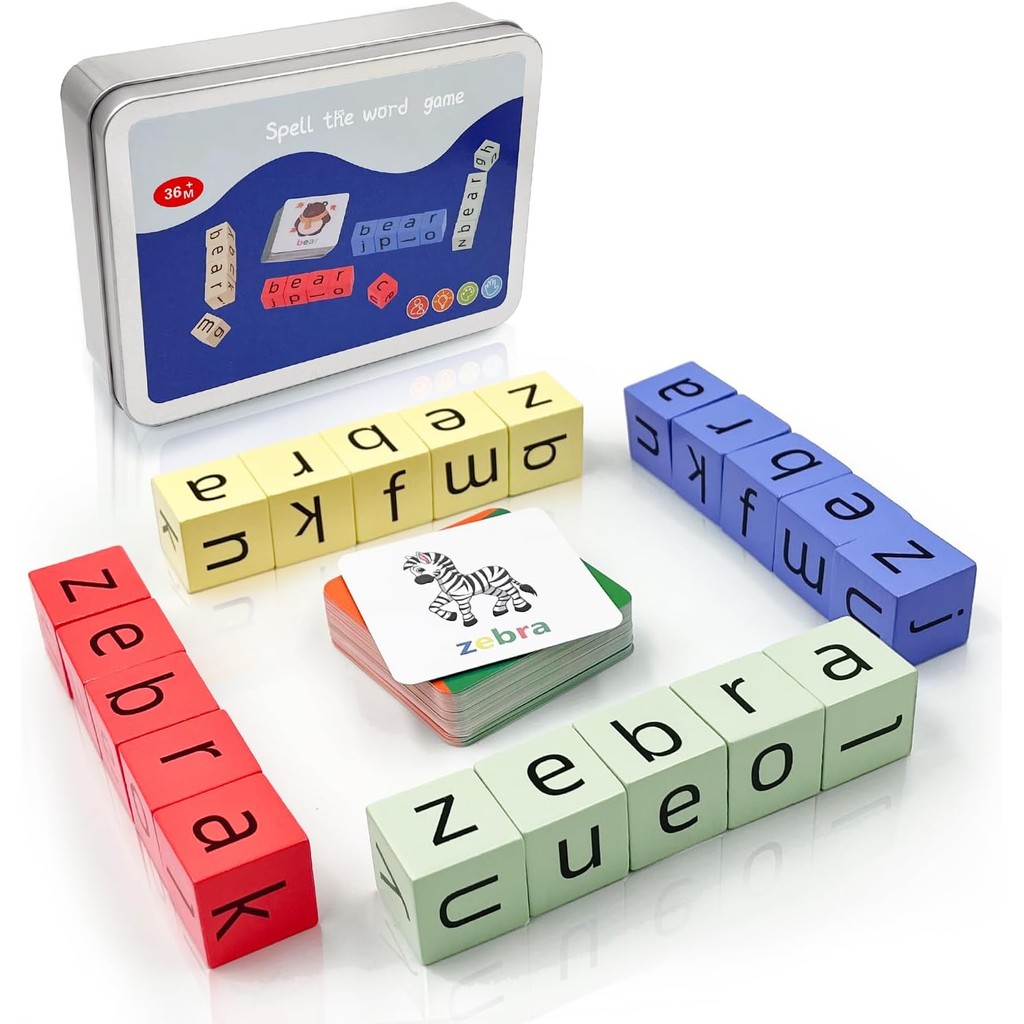 Wooden Building Block Spelling Game, Suitable for Children aged 3-8 ...