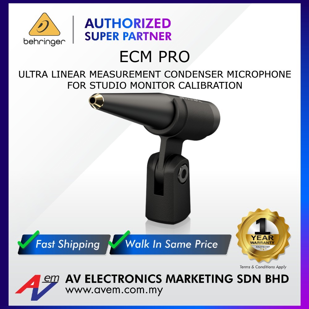 BEHRINGER ECM PRO Ultra-Linear Measurement Condenser Microphone for ...