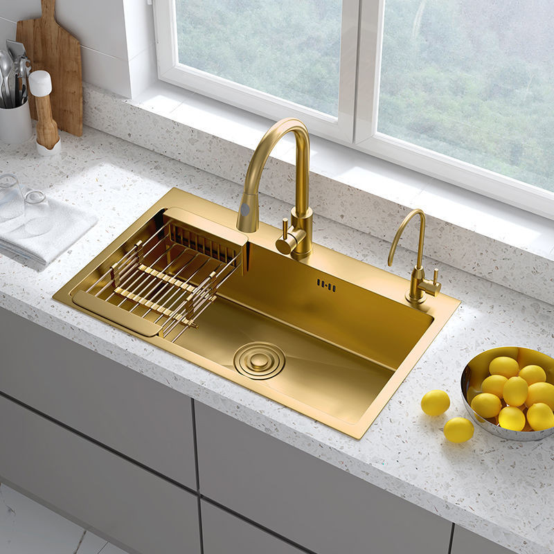 Nano 304 Stainless Steel Sink Golden Kitchen Wash Basin Under Counter ...