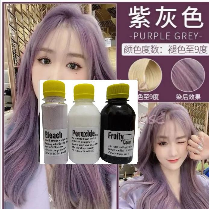 (FREE bleach set) Direct ash purple Hair Color Kit(10minutes )100ml ...