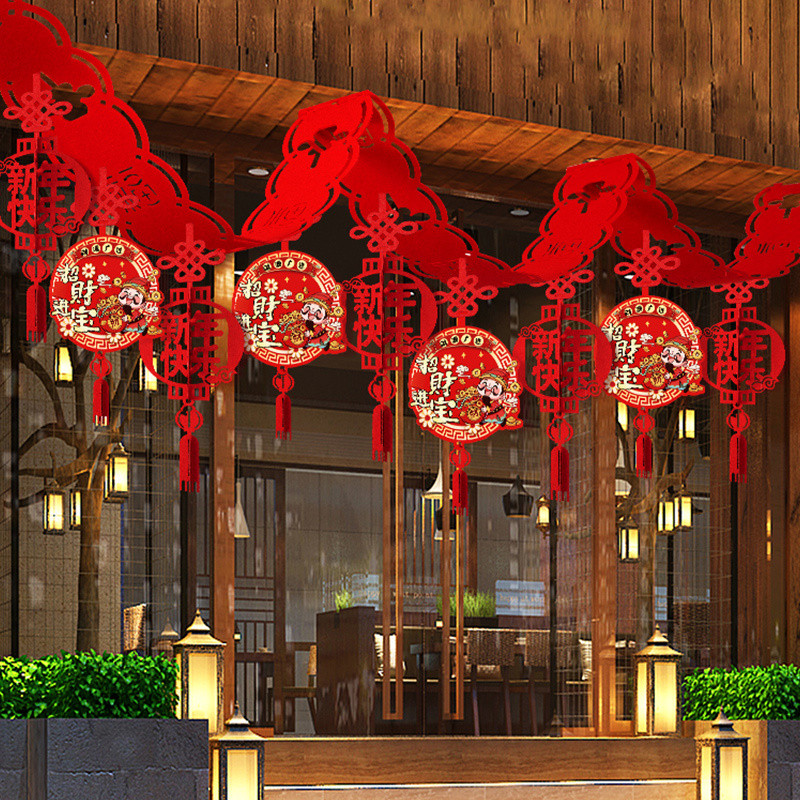 2025 Year of the Snake Spring Festival Decoration Fuzi Garland Home Living Room New Year Scene ...