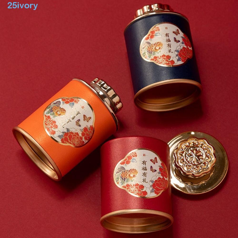IVORY Tea Packaging Box, Paper Mini Empty Tea Tin Can, Sealed Jar ...