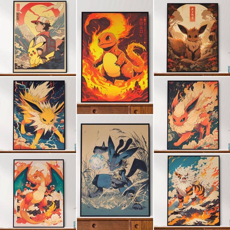Charizard, Pokemon, Japanese Tapestry Style, Anime Poster, Printable ...