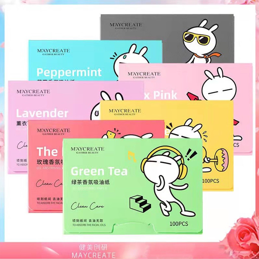 MAYCREATE Facial Oil Absorbent Paper 100PCS Oil-control Blotting Sheets ...