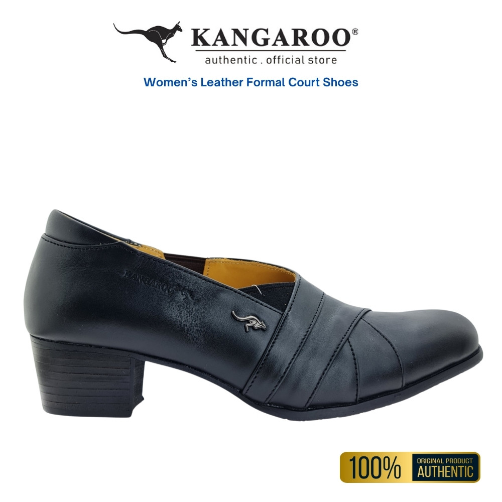 KANGAROO Original Women's Genuine Leather Court Shoes 5048-A8-Black ...