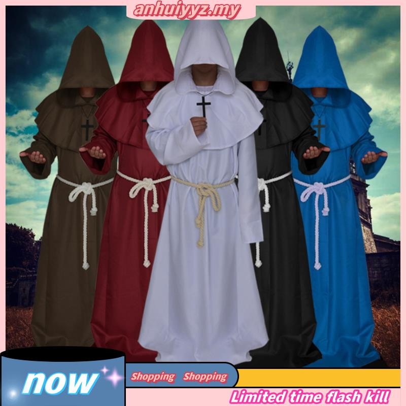Medieval Monk Robe Halloween Decor Hooded Monk Cowl Renaissanc Cape ...