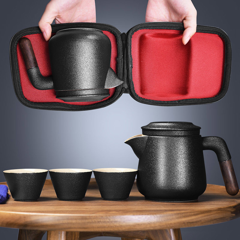 Travel Tea Set Portable Bag One Pot Two Two Four Cups Quick Cup Ceramic ...