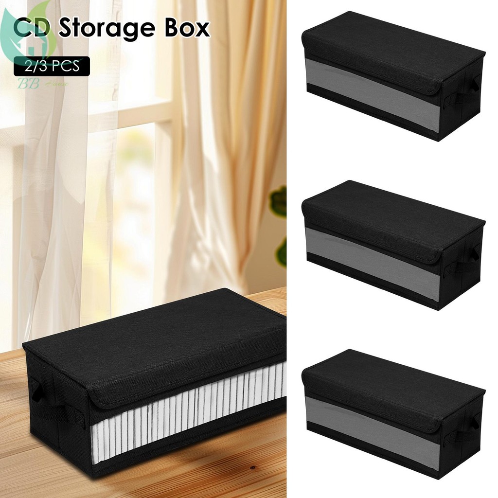 CD Storage Box with Lid Nonwoven CD Organizer Case Space Saving CD Case ...