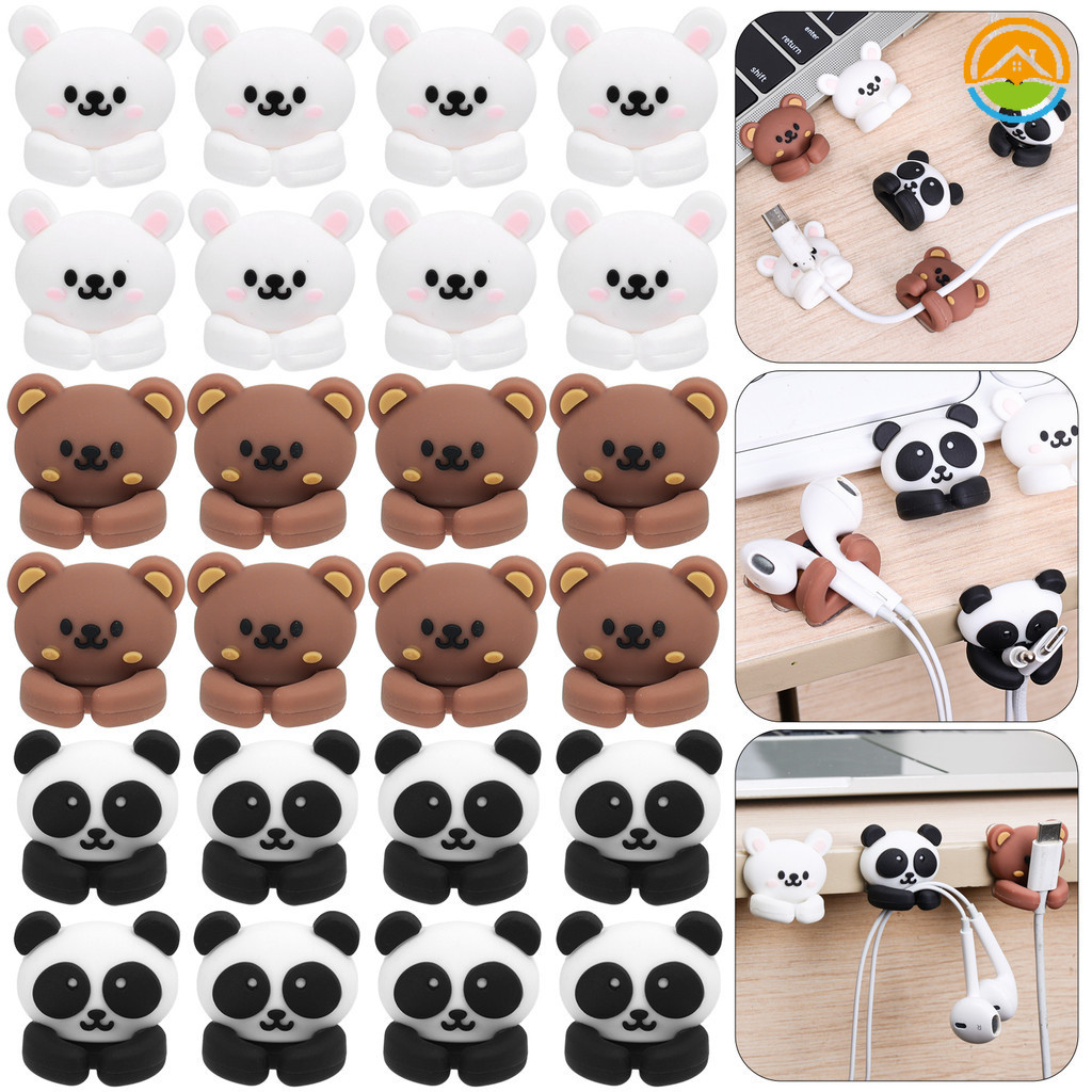 Cute Bear Shaped Desktop Cable Holder - Self Adhesive Cable Management ...