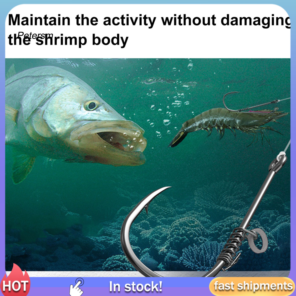 PP Heavy Duty Fishing Hook Live Shrimp Bait Hook 10pcs Live Shrimp ...