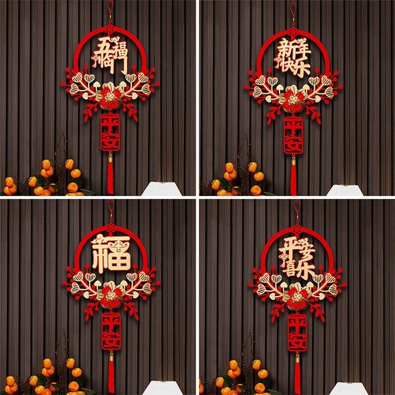 2025 CNY Fu Character Pendant Creative Flower Shape Tassels Hanging ...