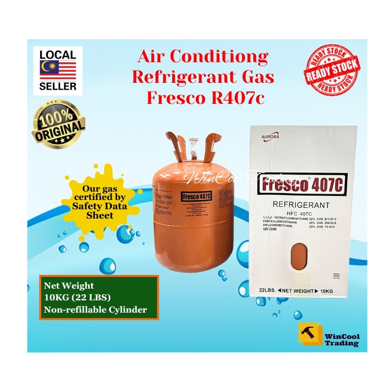 FRESCO Refrigerant gas for air-conditioning/ Gas untuk aircond -Gas R407c 10KG (22 LBS) | Shopee ...