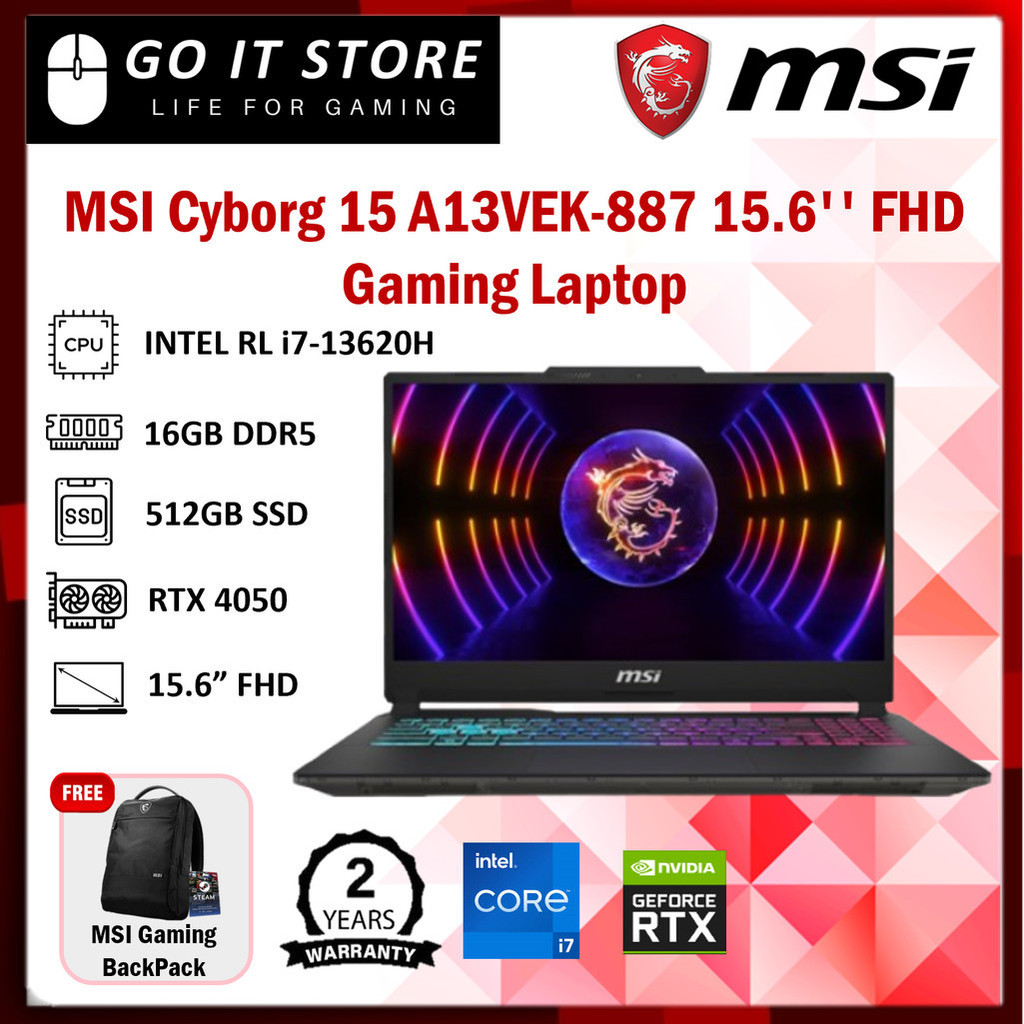 MSI Cyborg 15 A13VEK-887 (15.6'' FHD, INTEL RL i7-13620H, 16GB DDR5 ...