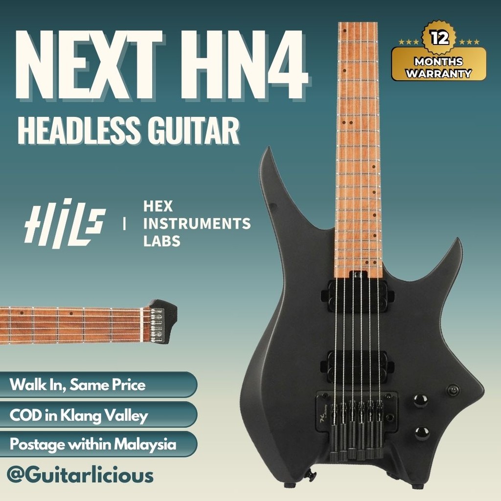 HILS NEXT Series Headless Guitar HN4 - Satin Black ( HILS GUITAR ...