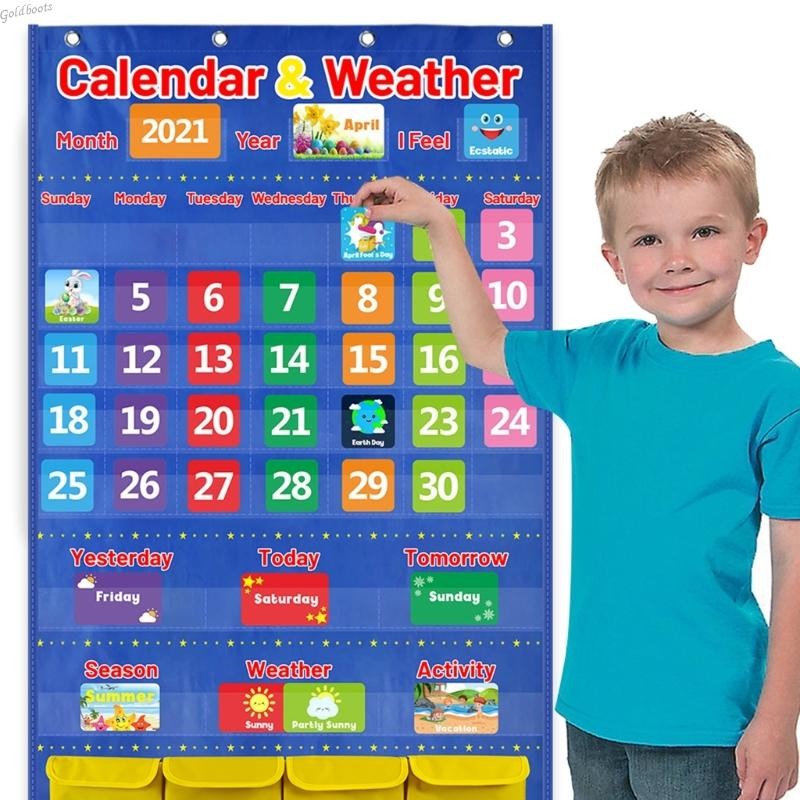 GB Classroom Monthly Calendar Pocket Chart for Kids Homeschooling ...