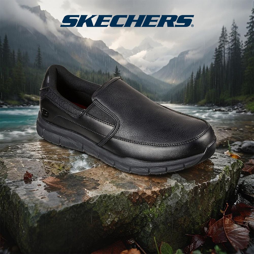 Skechers Men Work Nampa Slip Resistant Groton Work Shoes - 77157-BLK ...