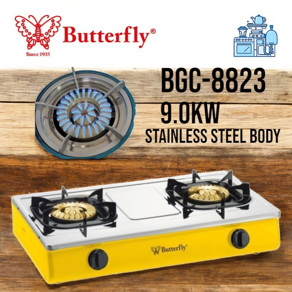 Butterfly Double Stove Stainless Steel Gas Stove 9.0KW BGC-8823 ...