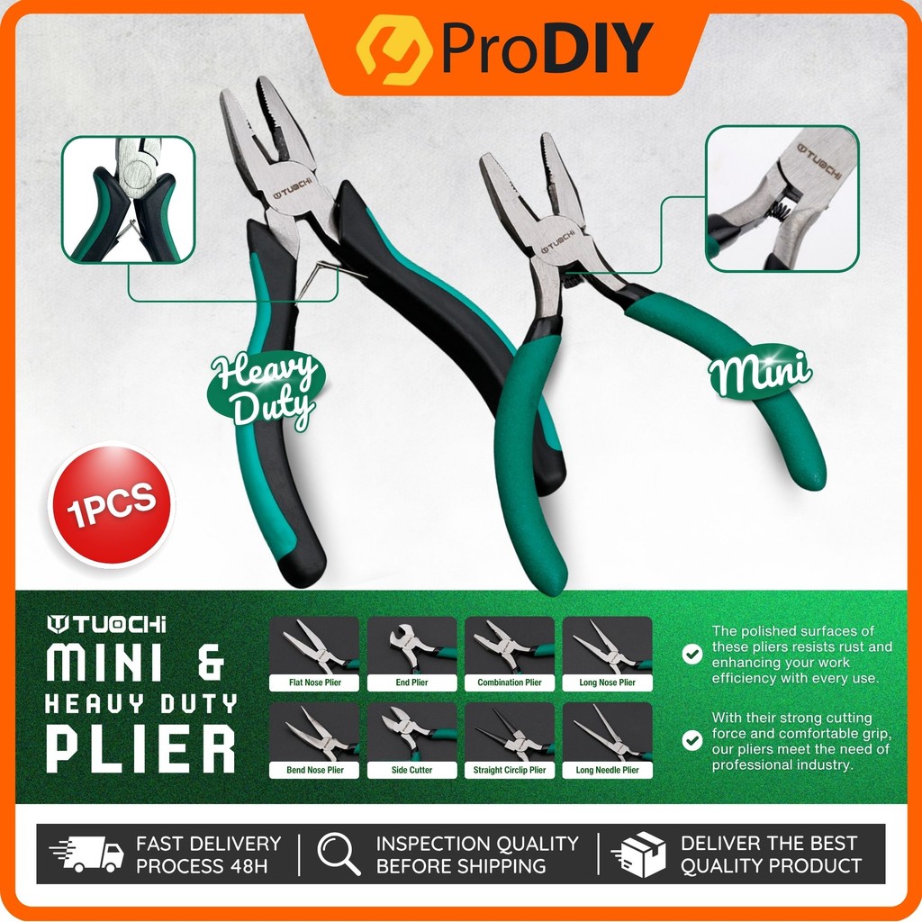 TUOCHI 5 inch Mini Heavy Duty Plier Cutter Soft Grip Combination Long ...