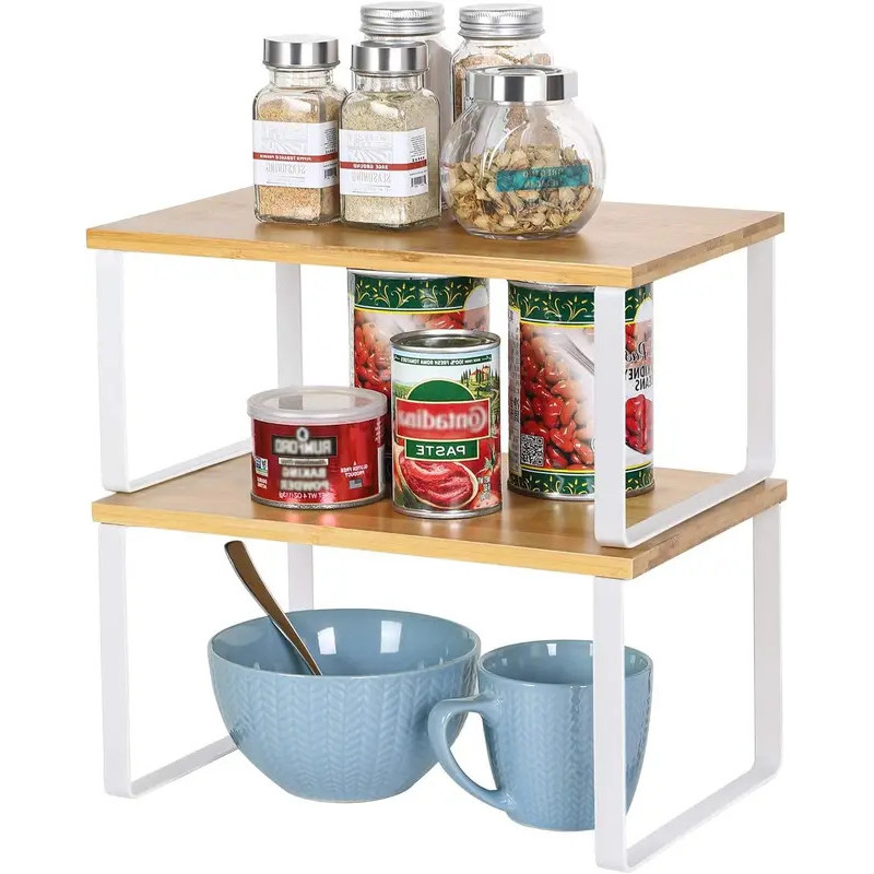 Cabinet Organizer Shelf,Set of 2 Kitchen Counter Shelves,Kitchen ...
