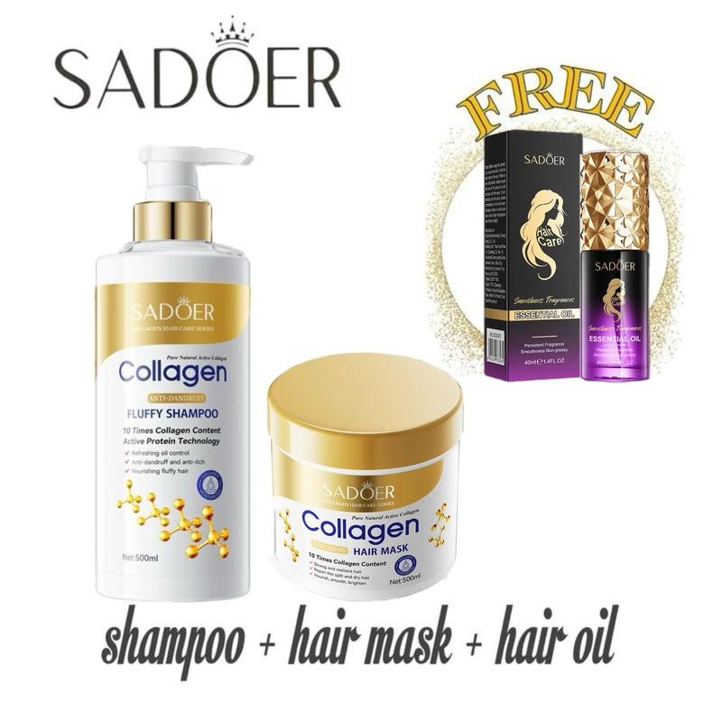 SADOER Collagen Hair Care Set 2in1 – Shampoo + Hair Mask 500ml Each ...