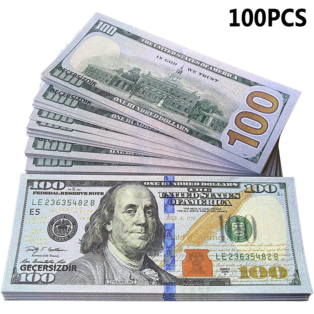 100PCS Realistic Full-Print Prop Money – Practice Dollar Bills for ...