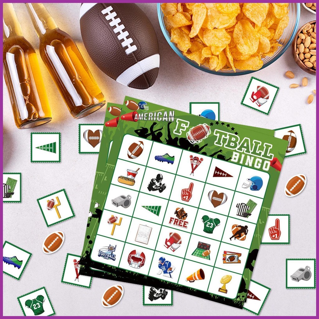 Football Bingo Game 24 Players Calling Card Set Football Bingo Board ...