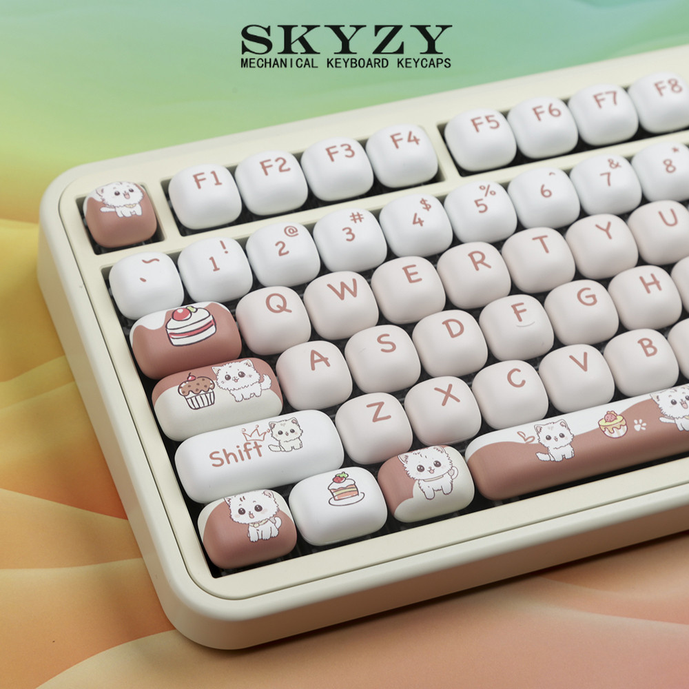 Dessert Kitten Keycaps MOG Profile Cute Cat Round PBT Dye Sub Keycap ...