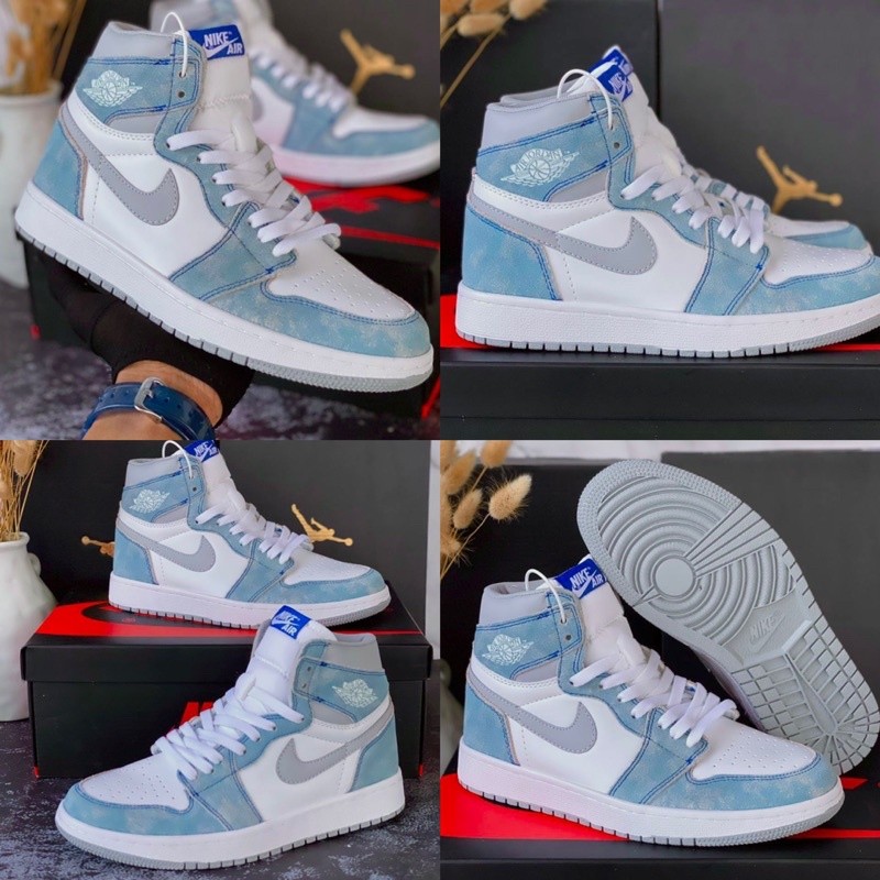 NIKE AIR JORDAN 1 HIGH CUT HYPERROYAL BLUE WHITE UNISEX MAN AND WOMAN ...