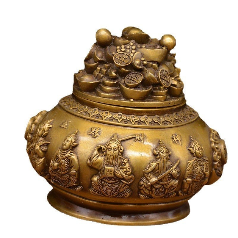 Hongda kuningan timbul lima jalan kekayaan cornucopia rumah patung ...